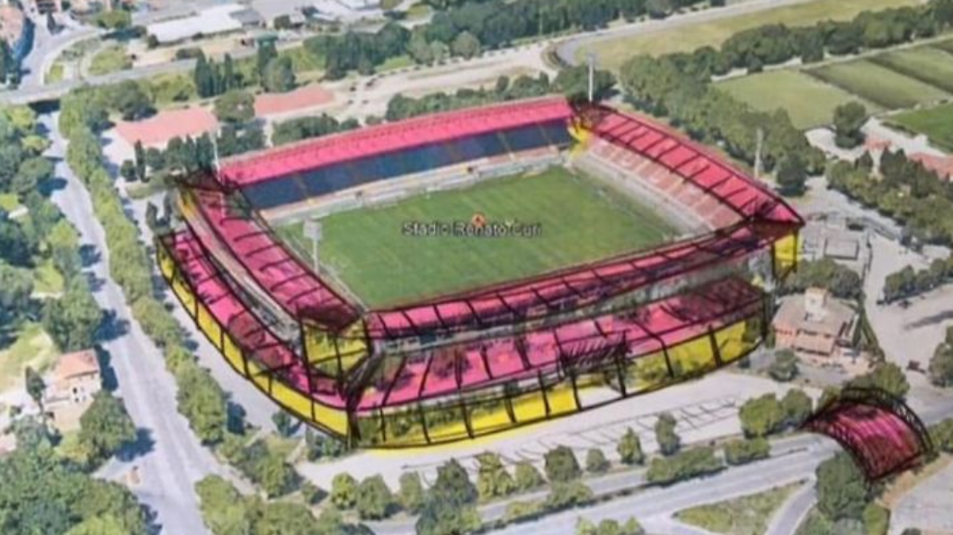 Perugia, nuovo stadio Curi in versione ridotta. Torrette e copertura in ...
